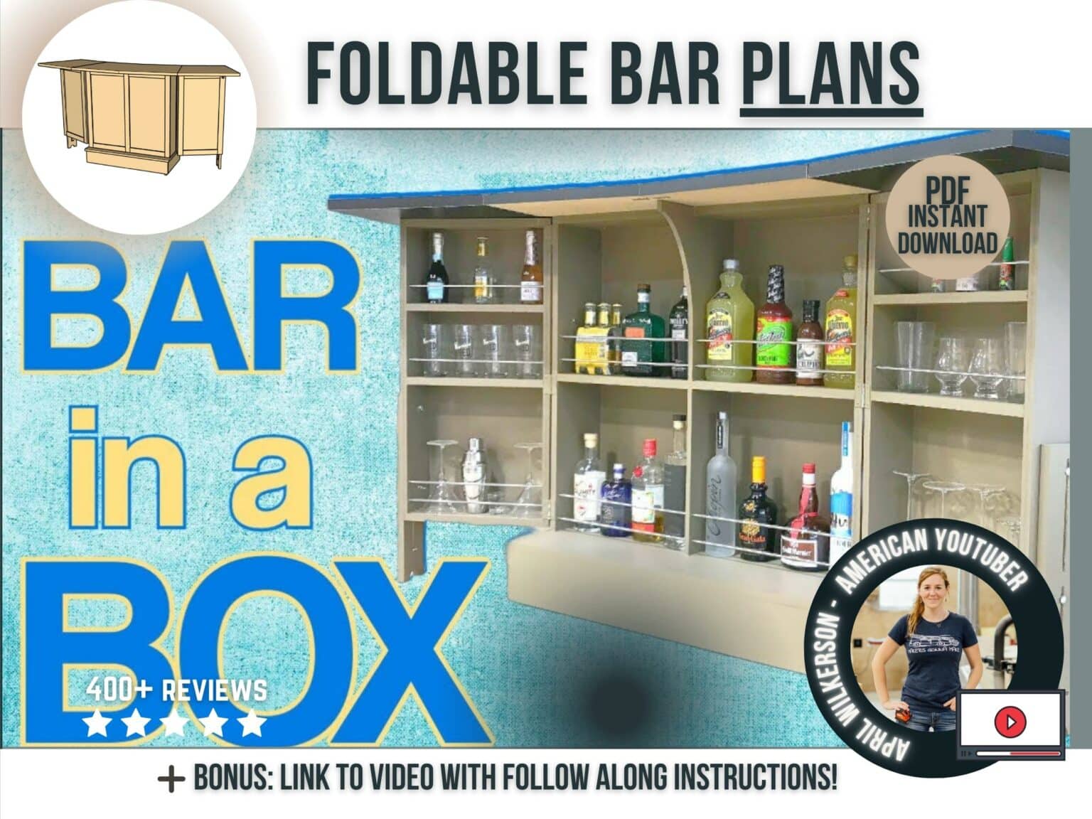 DIY Portable Bar Plans - Bar In A Box - Build A Foldable Bar In A Box ...